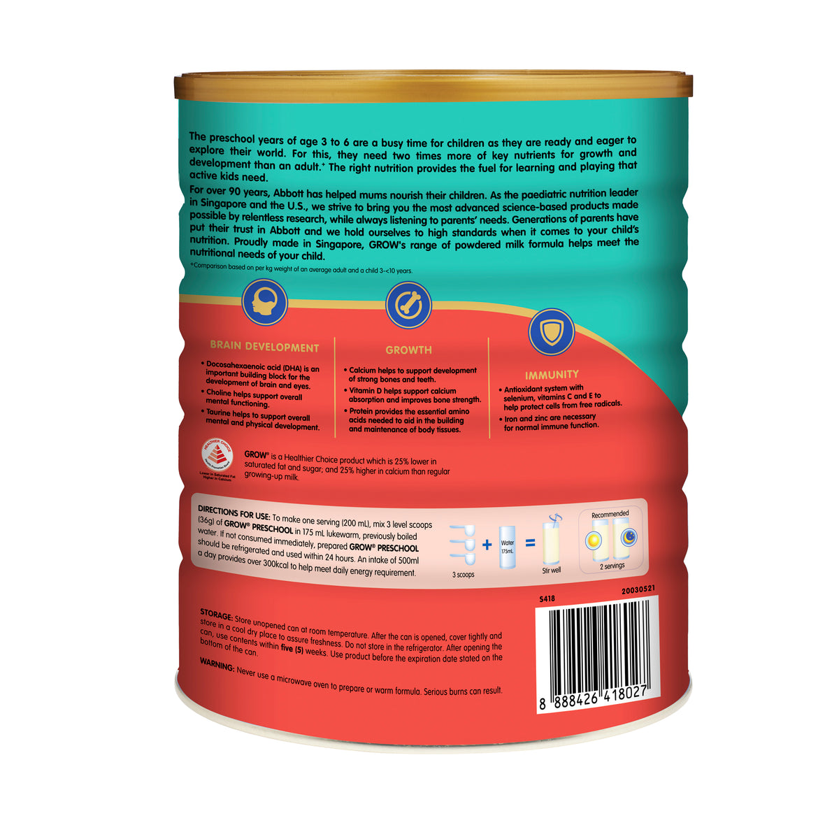 Grow Preschool 3+ Milk Powder 1800G – AgedCare by NTUC FairPrice Co ...