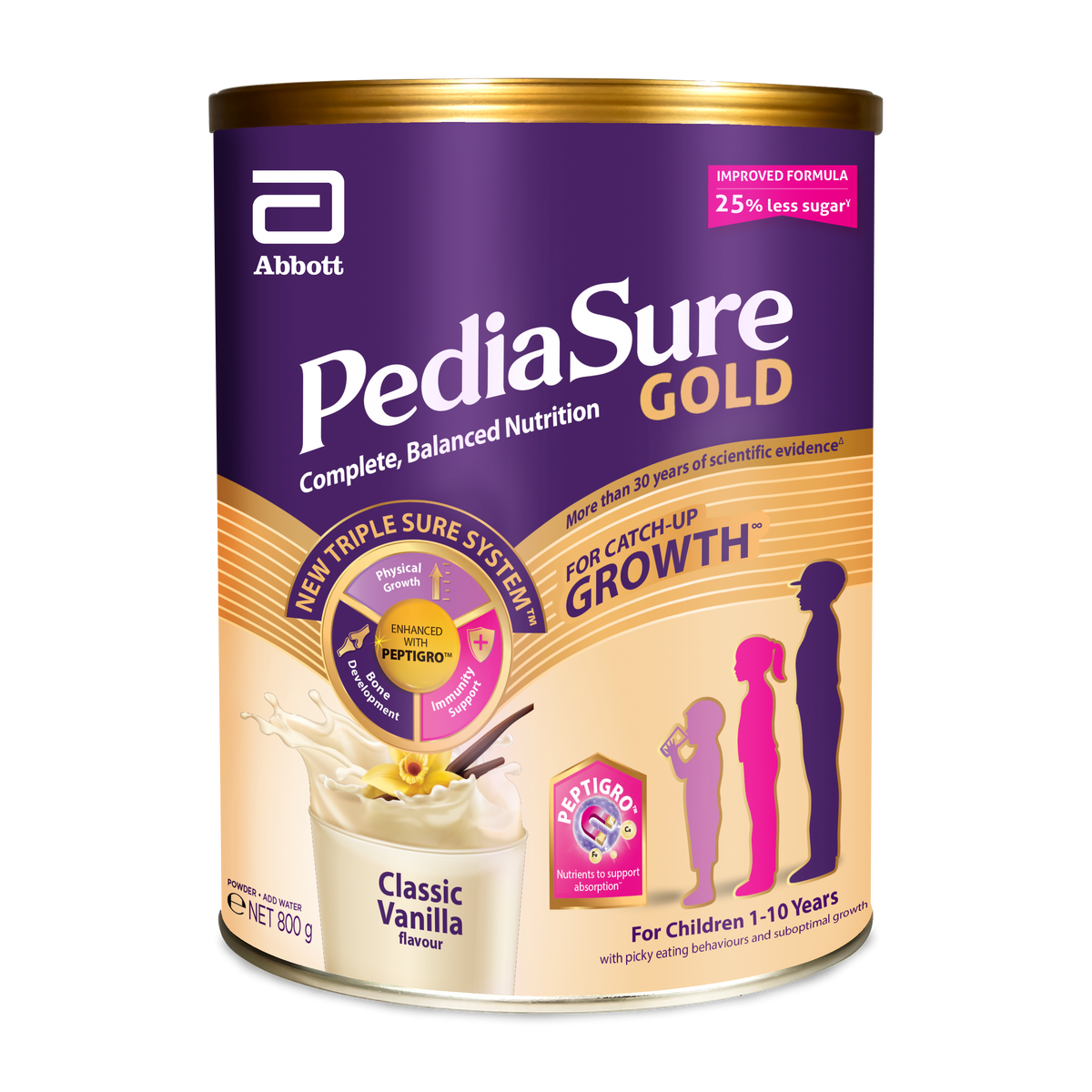 PediaSure Gold with Peptigro Vanilla 800g – AgedCare by NTUC FairPrice ...