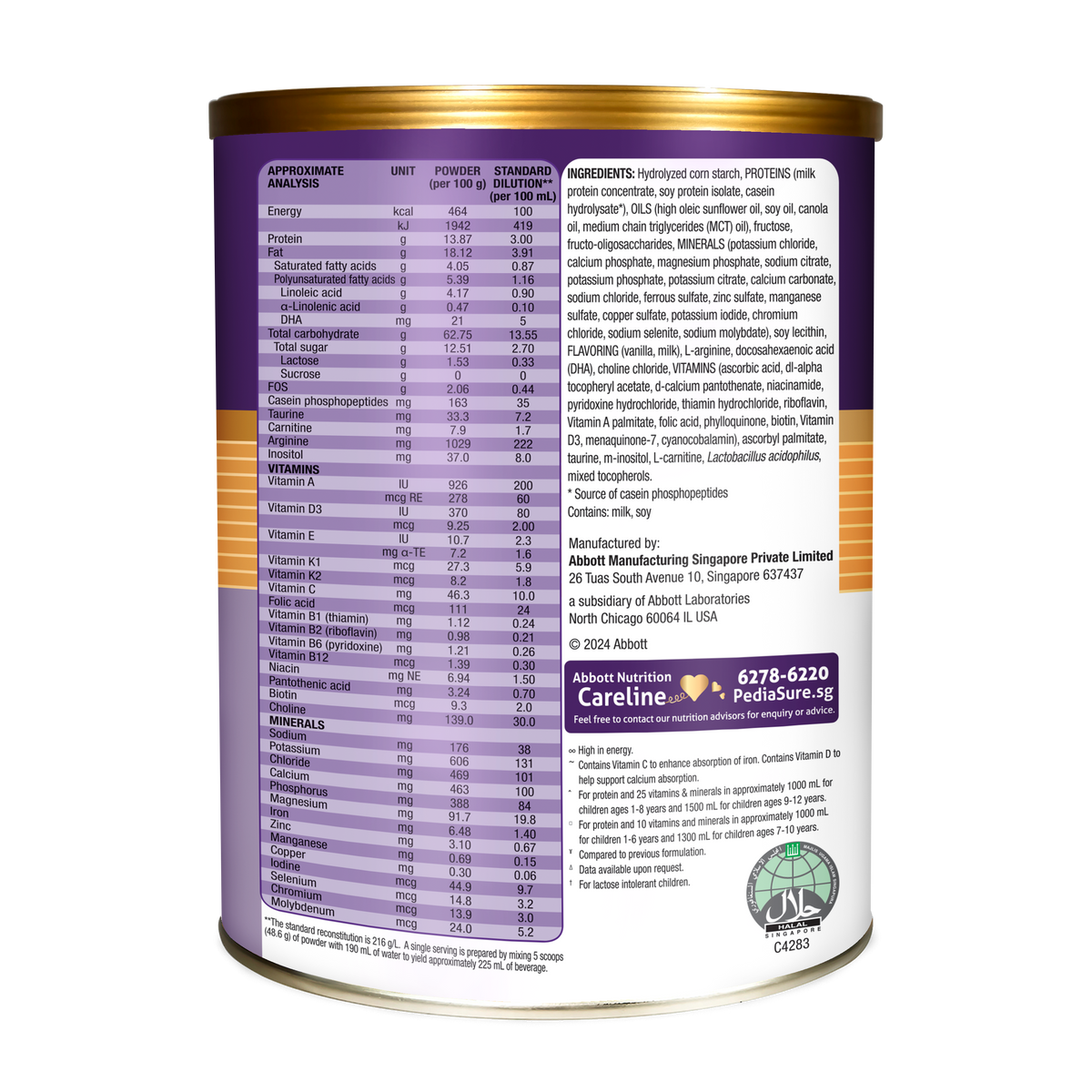 PediaSure Gold with Peptigro Sucrose Free 800g – AgedCare by NTUC ...