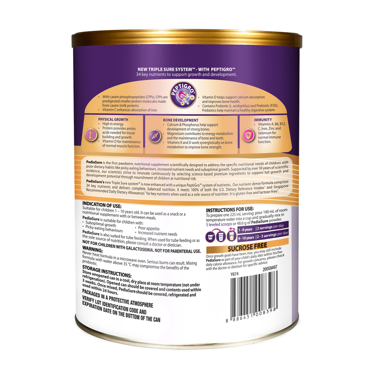 PediaSure Gold with Peptigro Sucrose Free 800g – AgedCare by NTUC ...