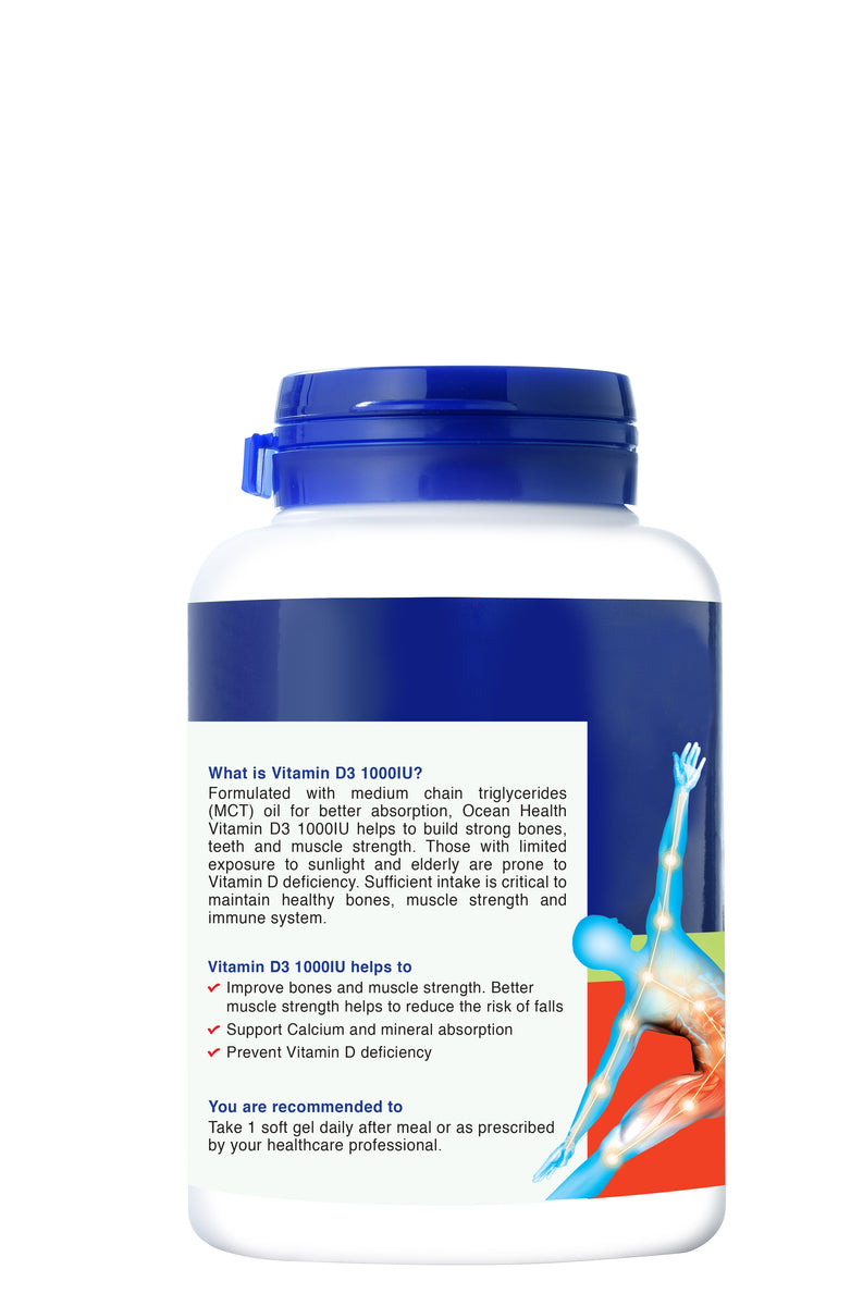 Ocean Health Vitamin D3 1000IU Soft Gel 60S – AgedCare by NTUC ...