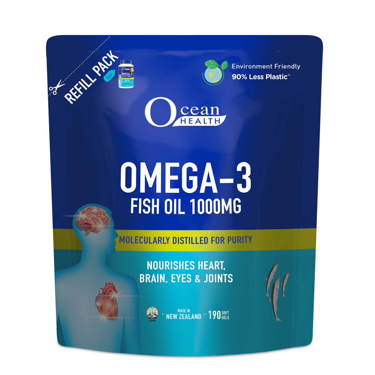Ocean Health Omega 3 1000mg Soft Gel 190S (Pouch) – AgedCare by NTUC ...